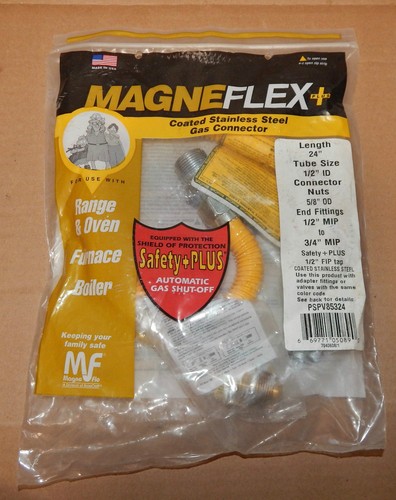 Magneflex Gas Connector Range & Oven 24"x1/2" 5/8" USA PSPV85324 Safety ...