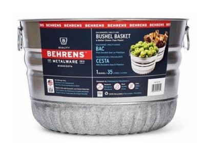 Behrens 32S Galvanized Sheet Steel Utility Bushel Basket with Wire Drop ...