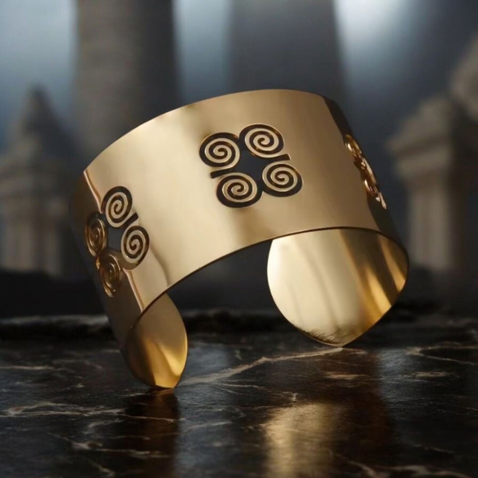 Adinkra Symbol Dwennimmen Gold Cuff Bracelet Stainless Steel | eBay