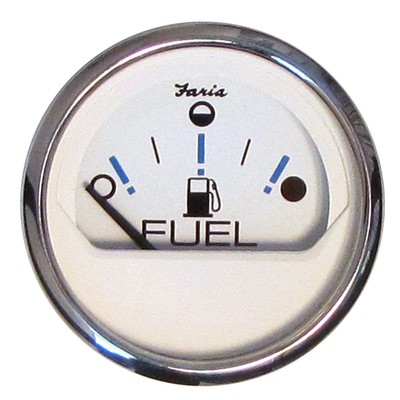 Faria Chesapeake White SS 2" Fuel Level Gauge Metric (E-1/2-F) 13818 ...