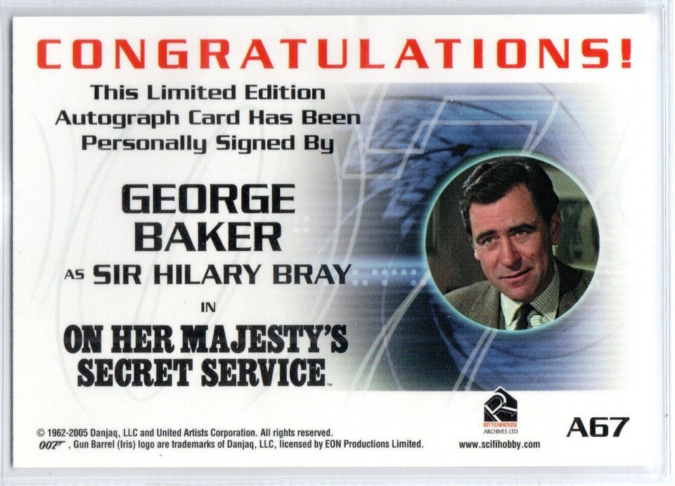 JAMES BOND DANGEROUS LIAISONS A67 GEORGE BAKER SIR HILARY BRAY ALBUM X ...