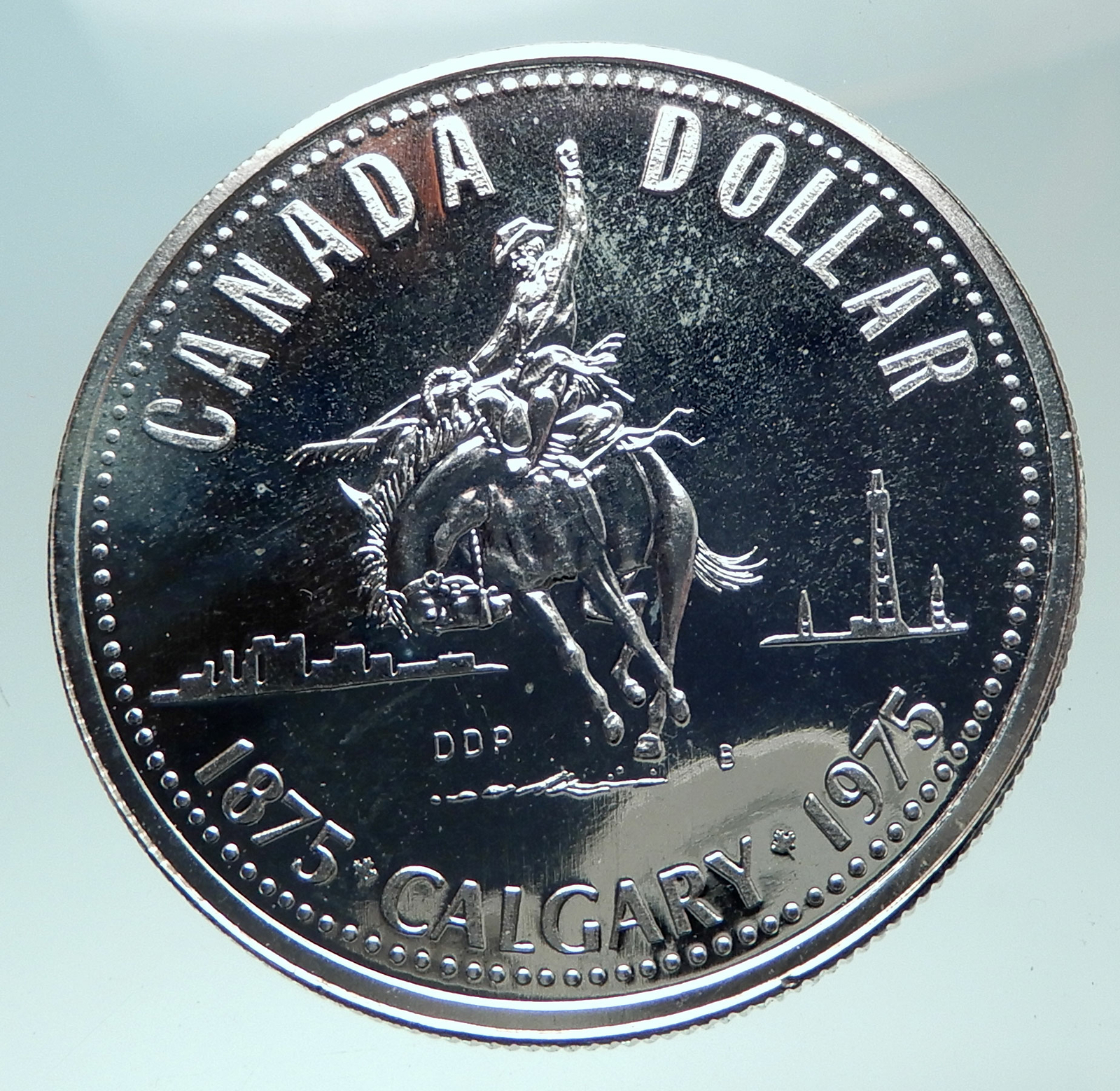 1975 CANADA UK Queen Elizabeth II Calgary 100Years Huge Proof Silver ...