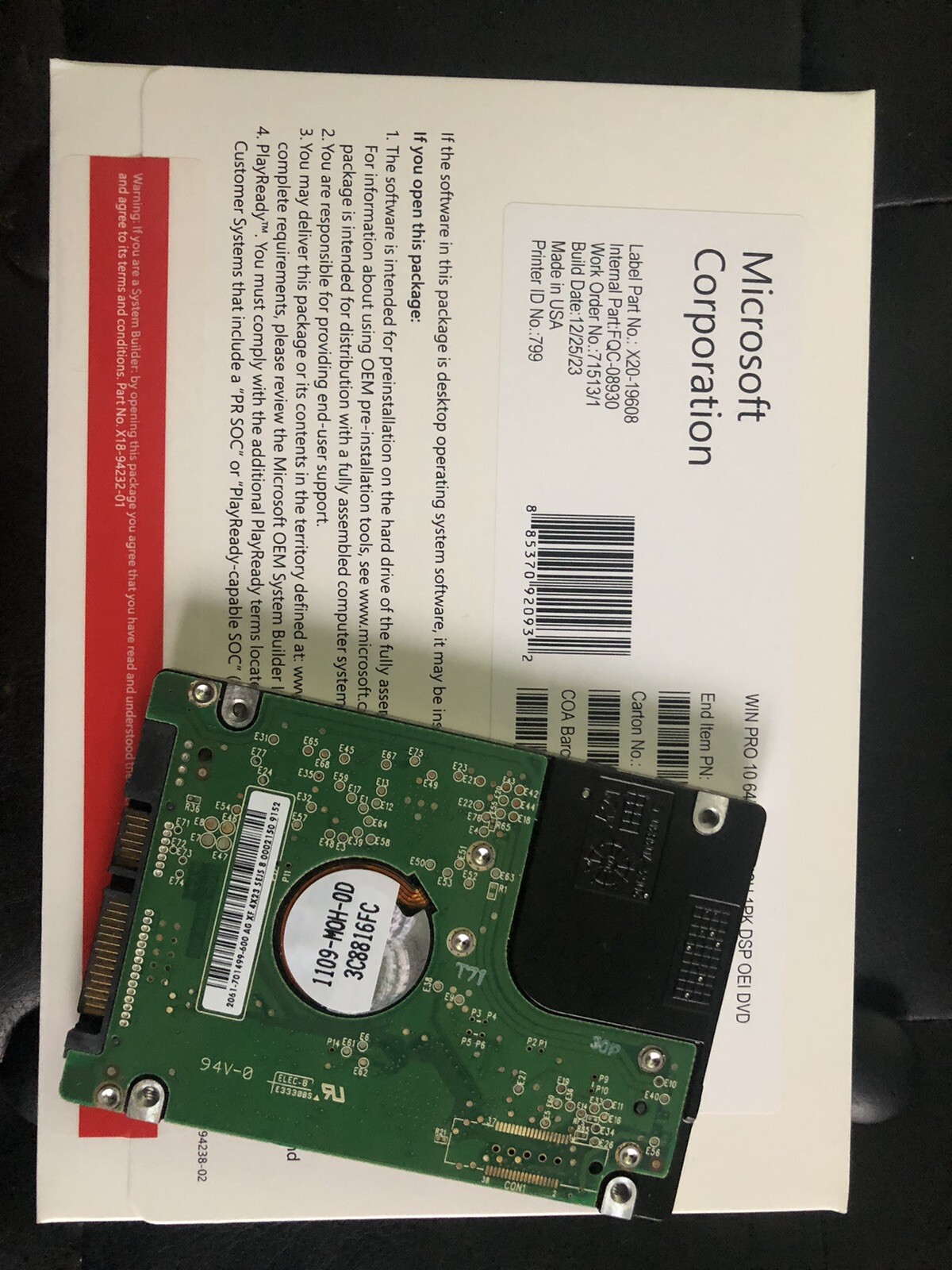 Microsoft Windows 10 Pro 64-bit English DVD & Product Key - FQC-08929 ...