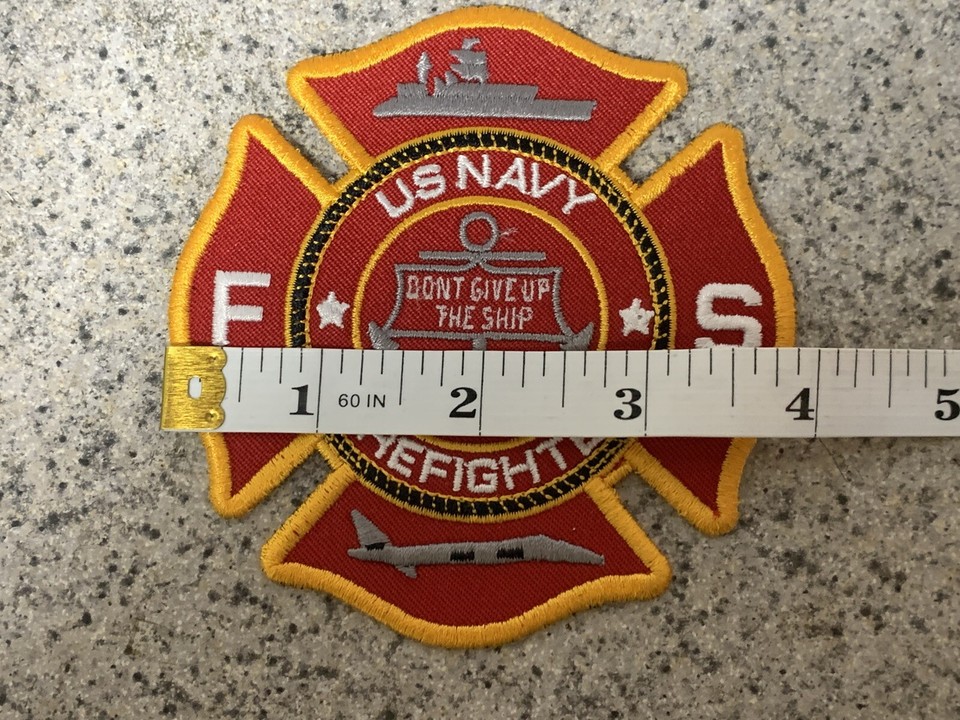 CUSTOM MADE Embroidered US Navy Firefighter Patch- 4 in. IRON ON | eBay