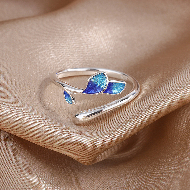 925 Sterling Silver Enamel Leaf Adjustable Ring Womens Jewellery Girls Gift | eBay UK