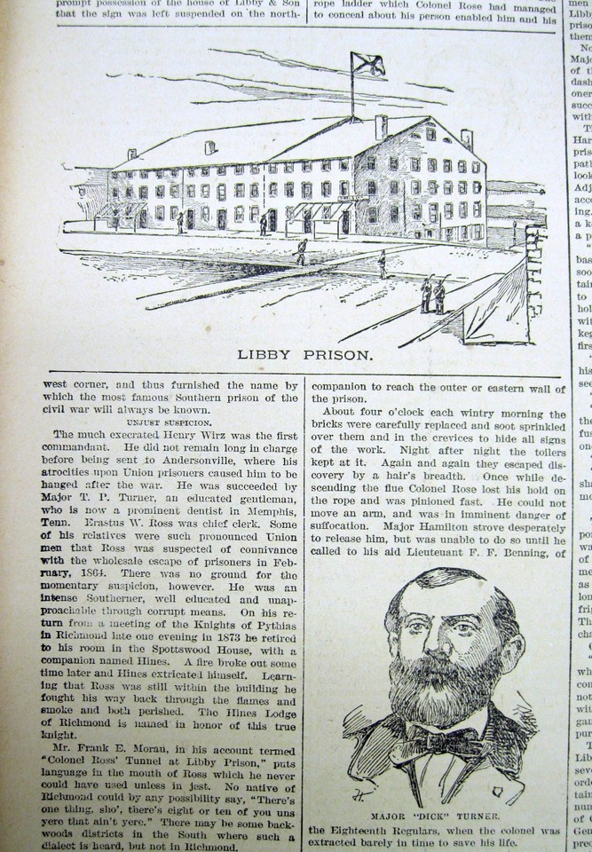 1891 newspaper UNION CIVIL WAR veterans describe ESCAPE from ...