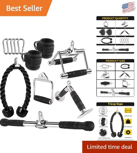 Premium Cable Machine Accessories: Tricep Rope and Handles - Home Gym ...