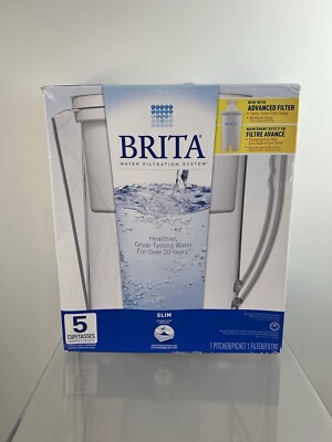 Brita Slim Pitcher Water Filtration System 5 Cup with Filter Basic Open ...