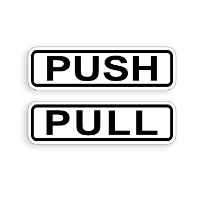 6" Push Pull Door STICKER Self Adhesive Entrance Enter Safety Sign ...