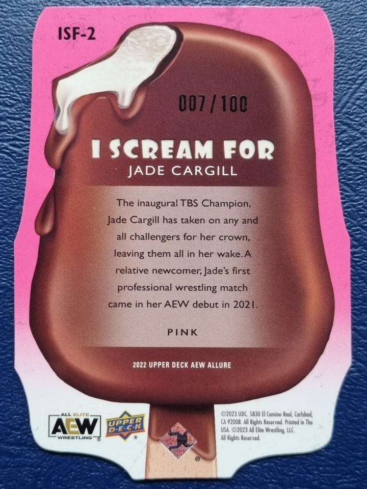 2022 AEW I Scream For Jade Cargill Pink /100 Upper Deck Allure Mint ...