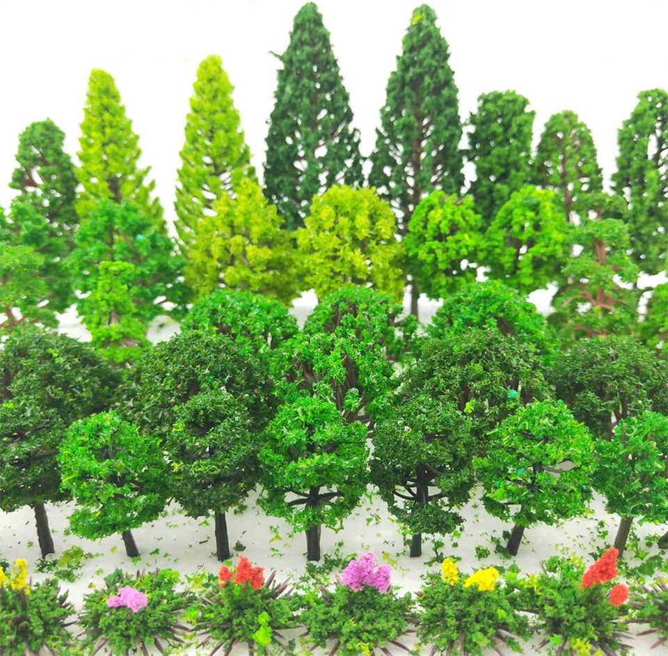 60 Pieces Model Trees 1.36-6 inch Mixed Model Tree Train Scenery ...