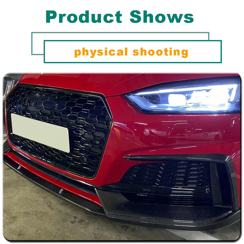 3pcs Carbon Fiber Front Bumper Lip Spoiler Splitter For Audi S5 A5