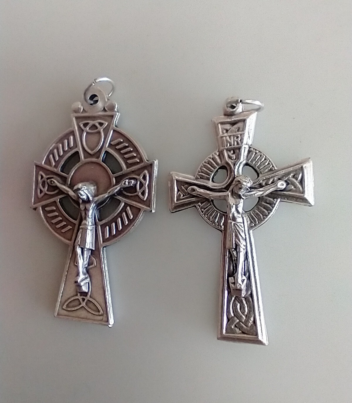 Catholic Lot x 2 Celtic Irish Crucifix Cross Silver Tone XL Medals | eBay
