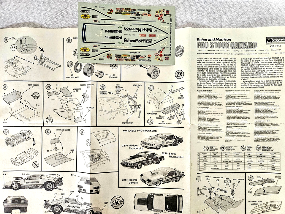 Monogram Reher Morrison Pro Stock Camaro 1/24 Plastic Model Kit 2216 ...