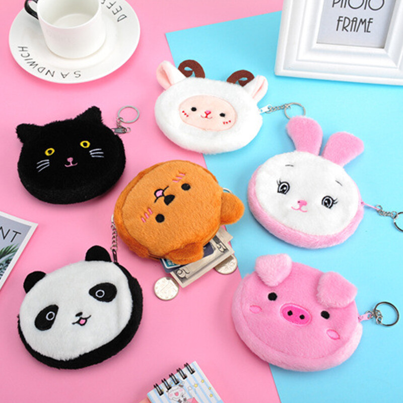 Plush Cute Zipper Coin Purse Bag Change Wallet Lipstick Data Line Bag ...