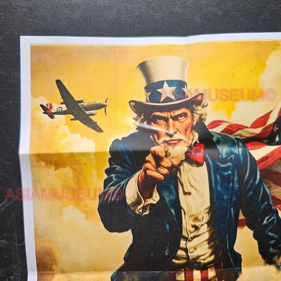 1943 WW2 USA AMERICA BUY WAR BONDS UNCLE SAM FLAG BATTLE PROPAGANDA ...