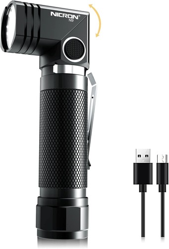 NICRON Flashlights,Rechargeable Magnetic Flashlight W/Battery, W ...