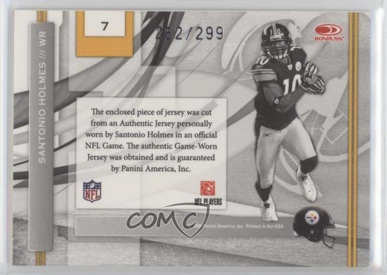 2009 Donruss Elite Zoning Commission Jerseys /299 Santonio Holmes #7 ...