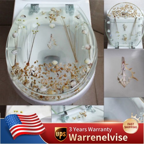Toilet Seat Resin Sea Shell Pattern Close Toilet Silver Hinges Shell ...