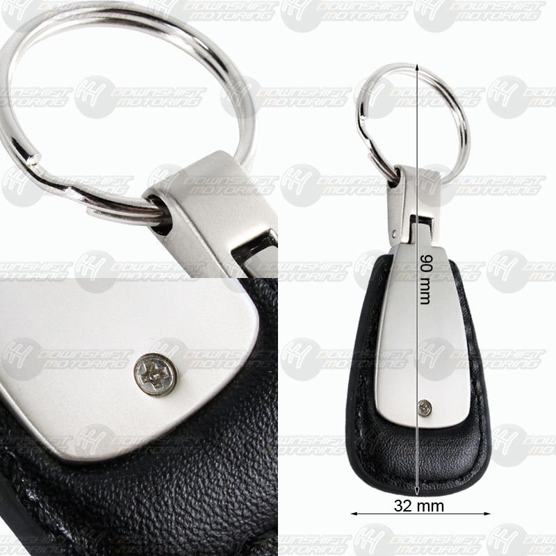 Ford Tear Drop Authentic Black Leather Key Fob Keyring Keychain Tag ...