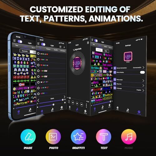 Programmable LED Sign, 27"x5" Flexible LED Display Digital Sign, "27x5 ...