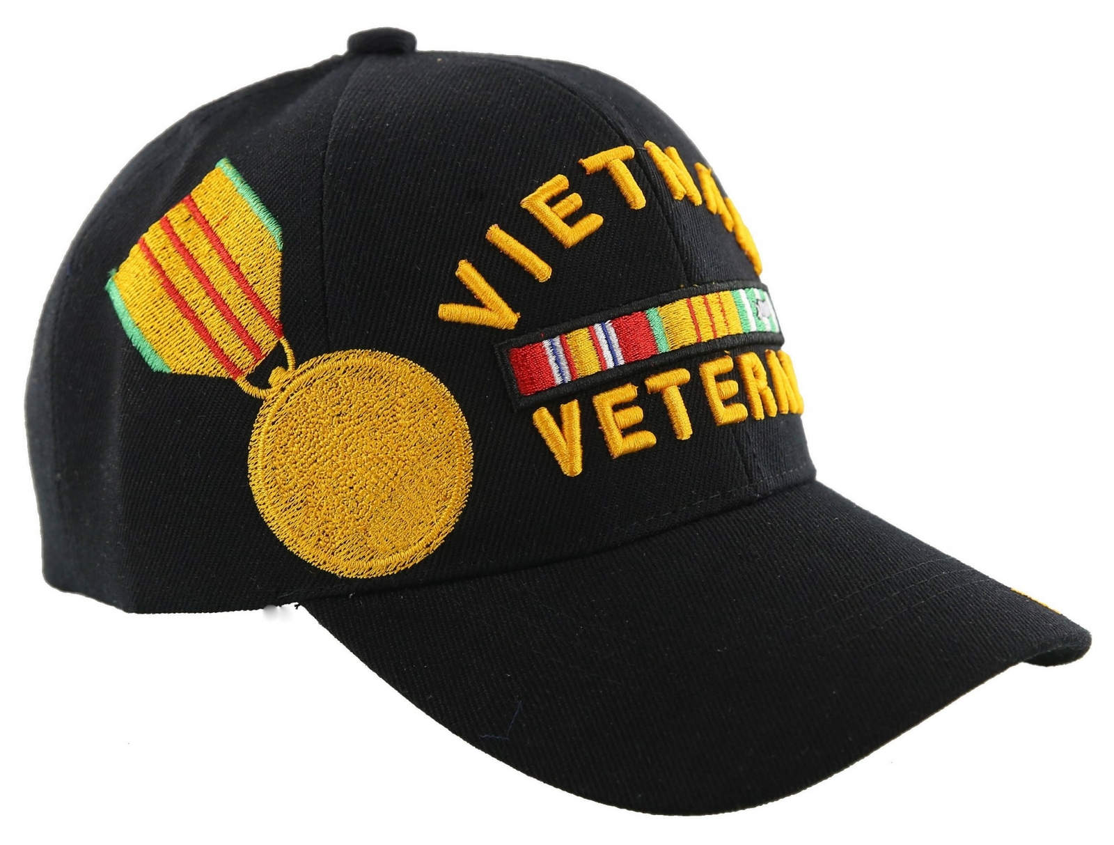 VIETNAM VETERAN GOLD MEDAL BALL CAP HAT BLACK | eBay