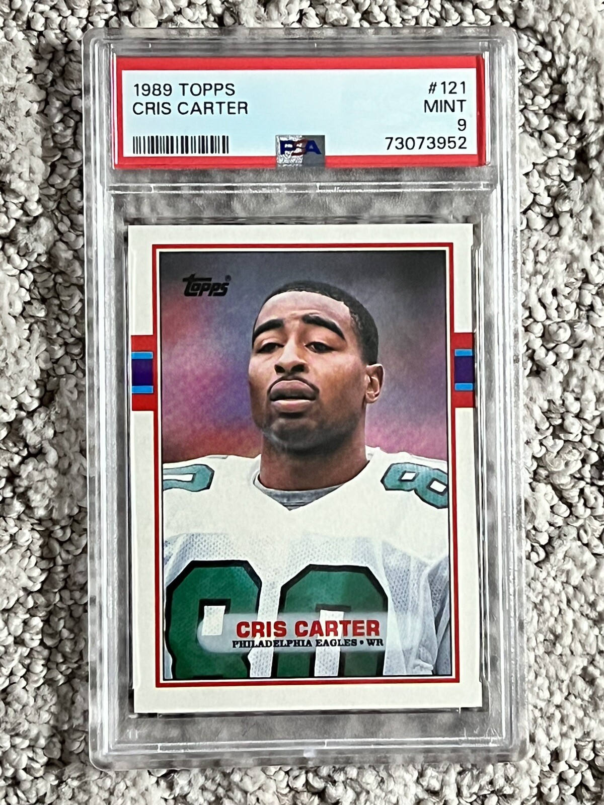PSA 9 MINT FOOTBALL CARD 1989 TOPPS HOF CRIS CARTER ROOKIE PHILADELPHIA ...