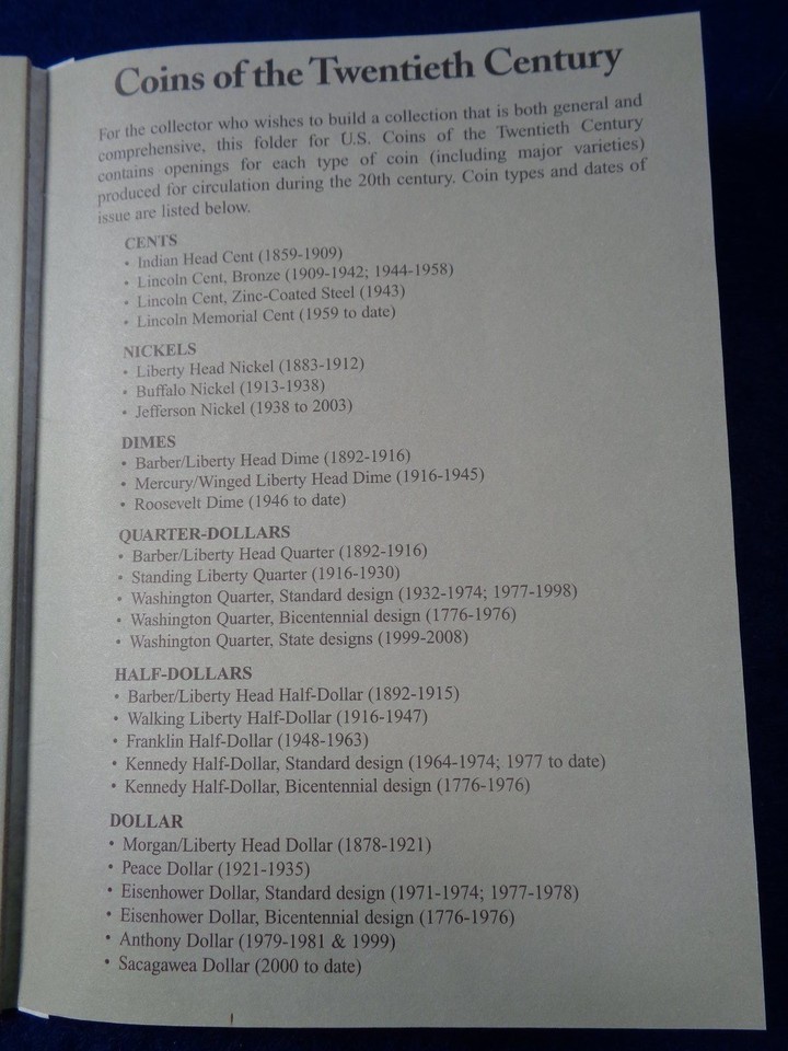 H.E. Harris Coins Of The 20th Century Coin Folder, Album Book #2700 | eBay