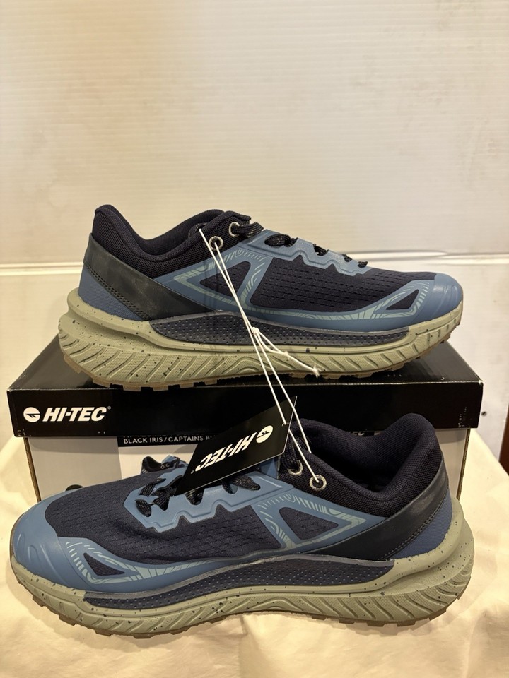 Hi-Tec Men's Trail Shoe Sneaker, Black Iris/Captains Blue/Seagrass, US ...