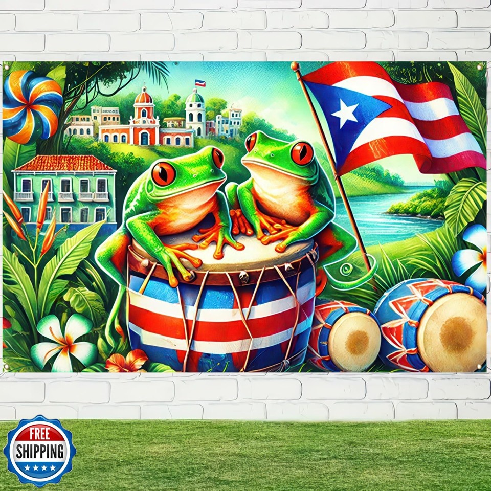 BlissYard Puerto Rico Coqui Frog Banner Backdrop Party Decor Party ...