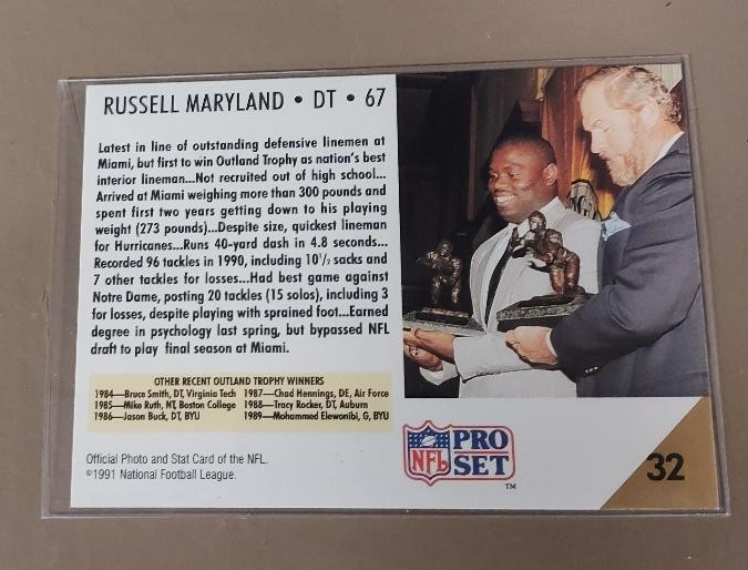 Russell Maryland #32 - 1990 Outland Trophy Winner - 1991 NFL Pro Set | eBay