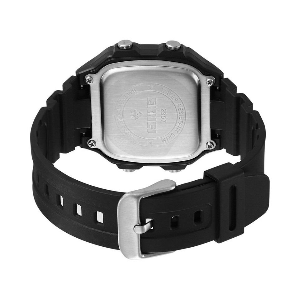 SKMEI Men Digital Watch Countdown LED Rectangle Wristwatch Steel Males ...