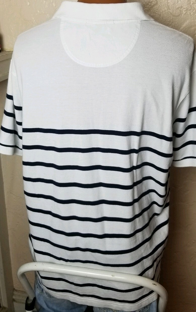 Cremieux Mens Golf Rugby Striped Polo Shirt Black Whi… - Gem