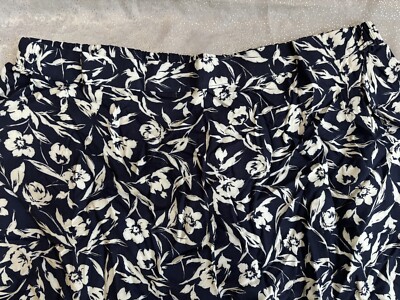 Woman Within Navy Blue Rayon Pants with white flowers Pants 24W | eBay