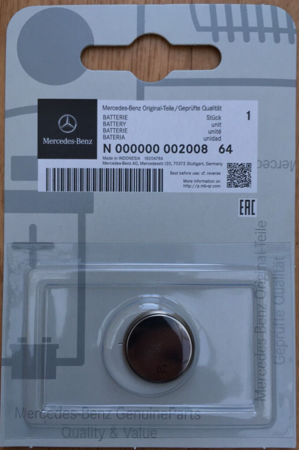 MERCEDES BENZ ORIGINAL GENUINE - SINGLE FBS4 KEY FOB BATTERY ...
