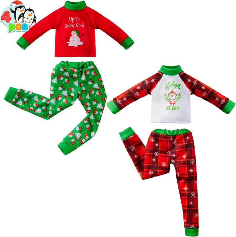 4 Pcs Christmas Elf Accessories - Xmas Clothing Ugly Sweaters for Dolls ...
