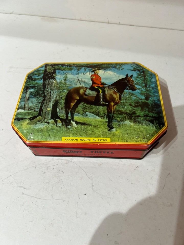 Old Vintage Tin Rileys Toffee Halifax Canadian Mountie On Patrol | eBay UK
