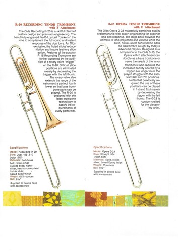 Olds R 20 Recording Trombone With F Attachment Dual Bore, Fluted Inner ...