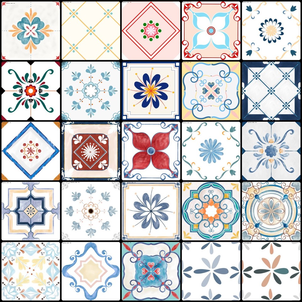 25 pcs classic ceramic tiles. Decor, ornate,gift and art craft ...