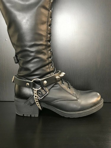 Genuine Real Leather BOOT STRAPS BLACK 5 STYLES PUNK GOTHIC FASHION ...