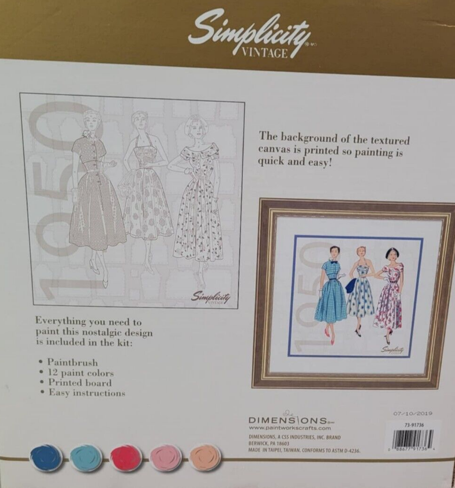 Dimensions Simplicity Ladies Vintage Pattern Paint by Number Kit 11" x ...
