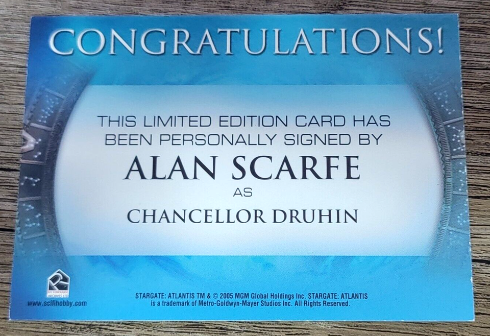Stargate Atlantis Season One Alan Scarfe as Chancellor Druhin Autograph ...