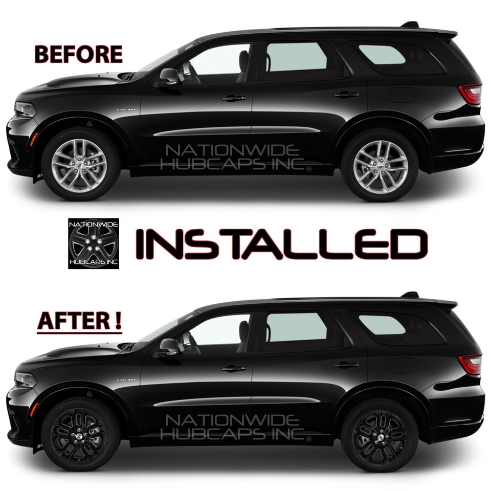 4 fits Dodge Durango GT R/T 2021-2026 Black 20" Wheel Skins Hub Caps ...