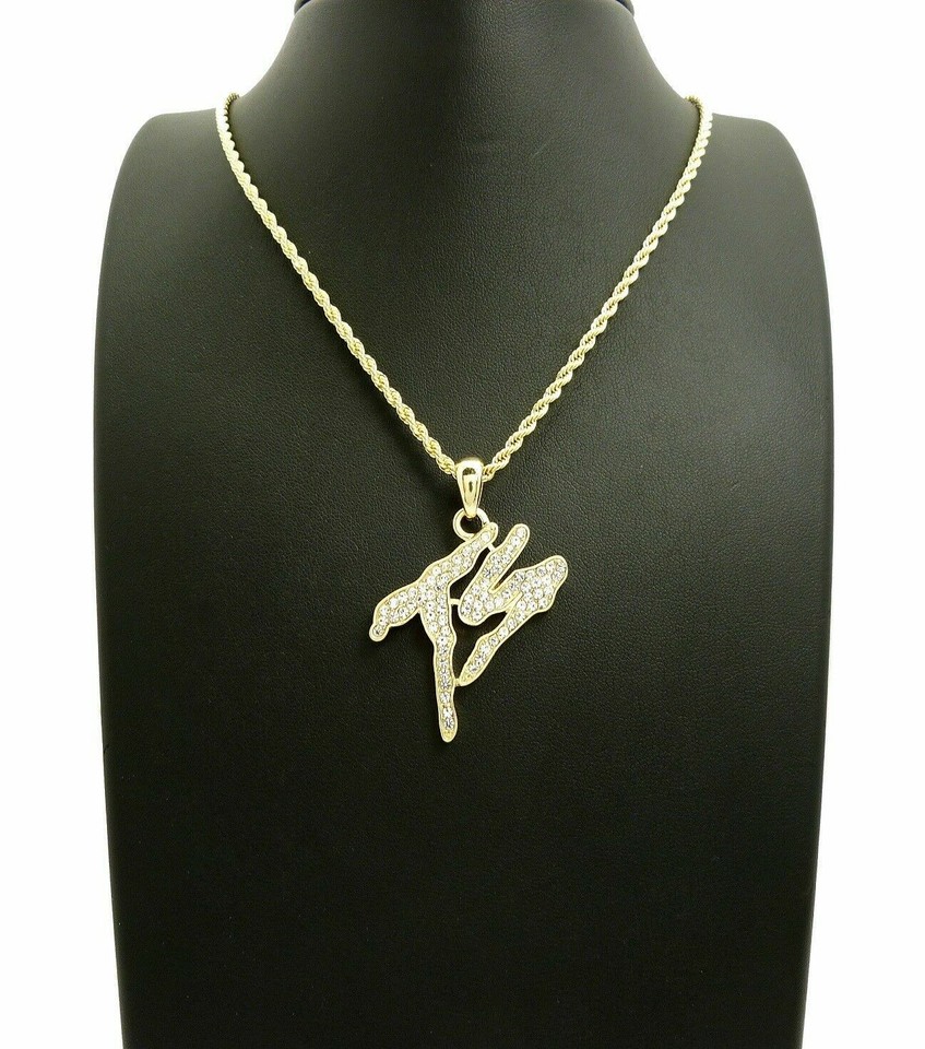 Hip Hop Iced Terror Squad TS CZ Pendant & 24" Box, Rope, Cuban Chain ...