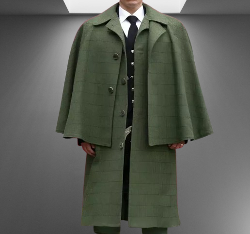 Men's Green Tweed Inverness Cape Coat - Classic Scottish Wool Jacket ...