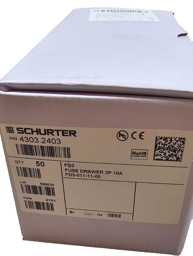 Boite De 50 Pièces SCHURTER 4303.2403 Fusible Tiroir 2P 10A Rohs , AC D ...