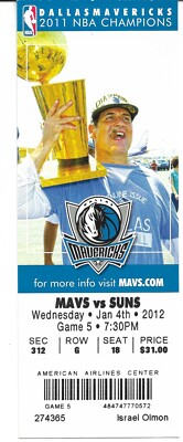 DALLAS MAVERICKS vs. Suns 1/04/2012 TICKET Nowitzki 1,000th NBA game | eBay