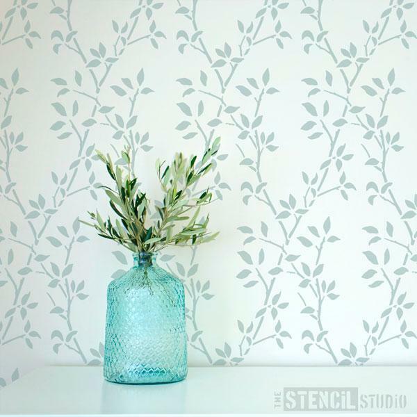 Leaf Trellis Repeat Pattern Stencil - Wallpaper Effect Wall Painting ...