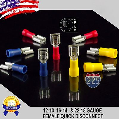 ALL SIZES Male Female Vinyl Quick Disconnect Terminals 12-10 16-14 22 ...