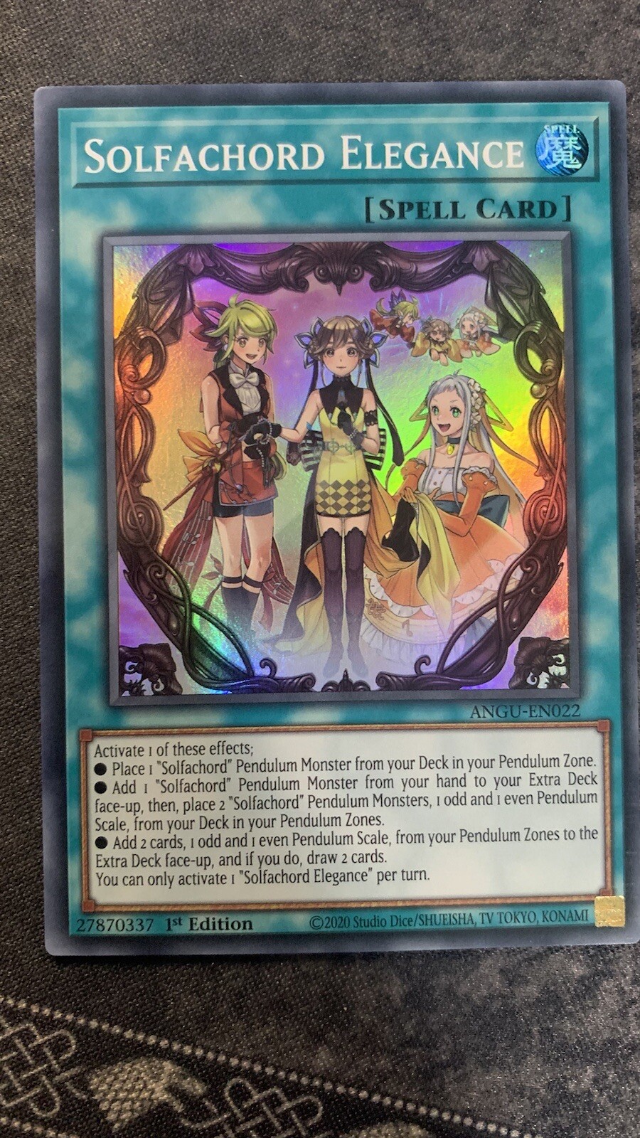 Solfachord Elegance - ANGU-EN022 - Super Rare - 1st Edition Yugioh Card! | eBay